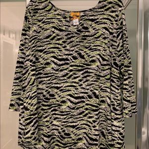 Ruby Rd. | Tops | Ruby Rd Slinky Tunic Top Polyester Spandex Long Sleeve Black White Green Size ...